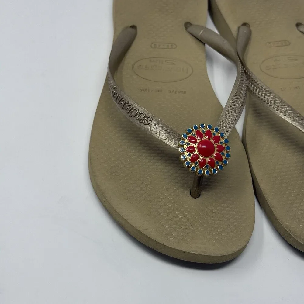 Havaianas | Shoes | Jeweled Havaianas For Women Slim Flip Flops Tan ...
